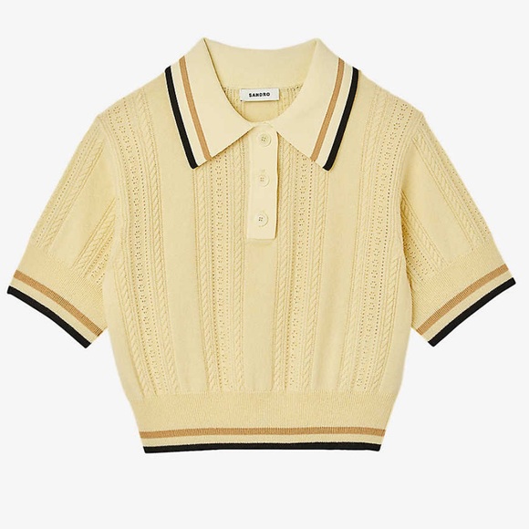 Sandro | Tops | Sandro Yellow Knit Polo Shirt | Poshmark